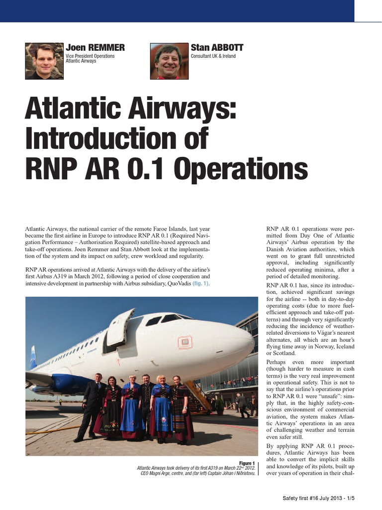 Atlantic Airways: Introduction of RNP AR 0.1 Operations: Joen Remmer ...