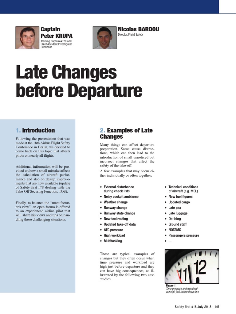 Late Changes Before Departure: Captain Peter Krupa Nicolas Bardou | PDF ...