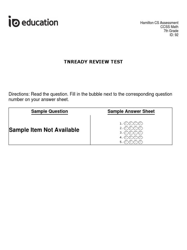 92 Tnready Review Test-3 | PDF | Teaching Mathematics | Business