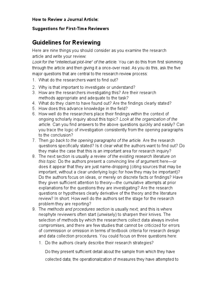 Guide for First-Time Journal Reviewers | PDF | Science | Cognition