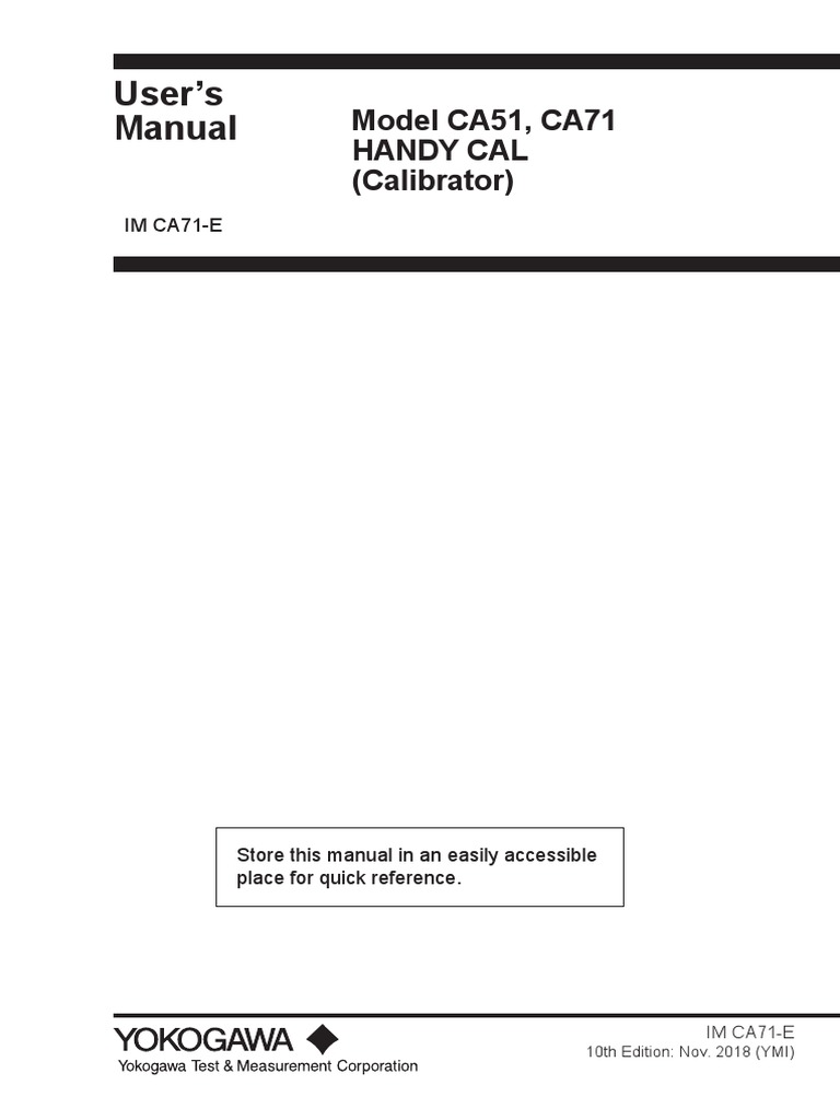 User's Manual: Model CA51, CA71 Handy Cal (Calibrator) | PDF | Power ...