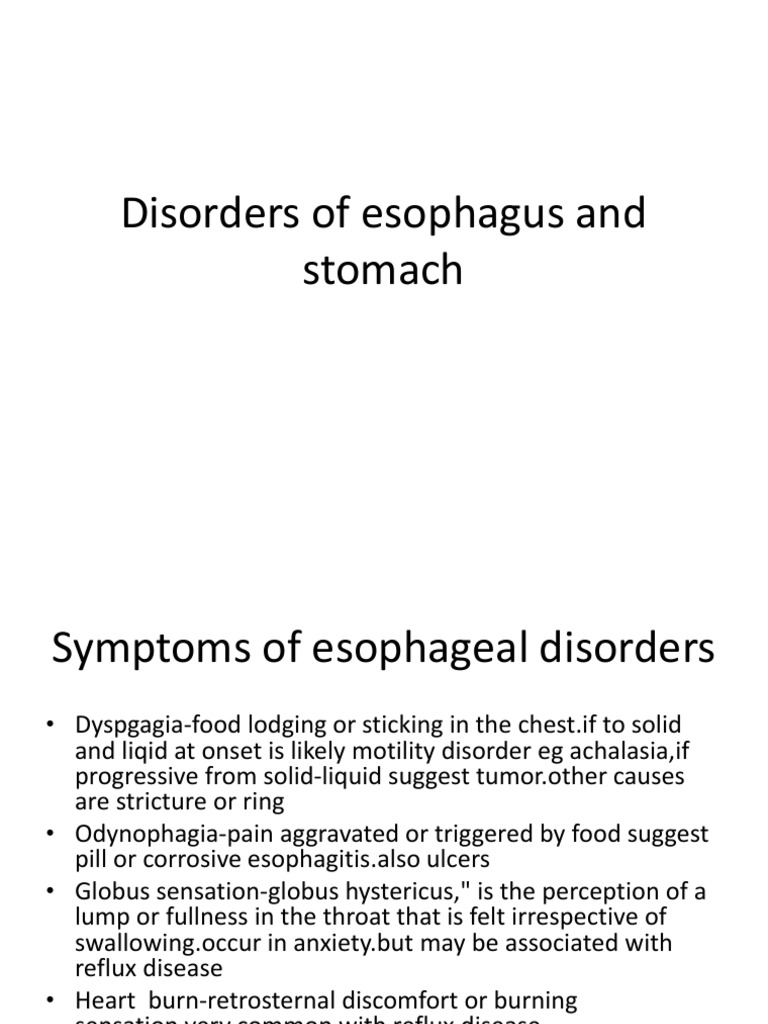 Disorders of Esophagus and Stomach | PDF | Esophagus | Gastroesophageal ...