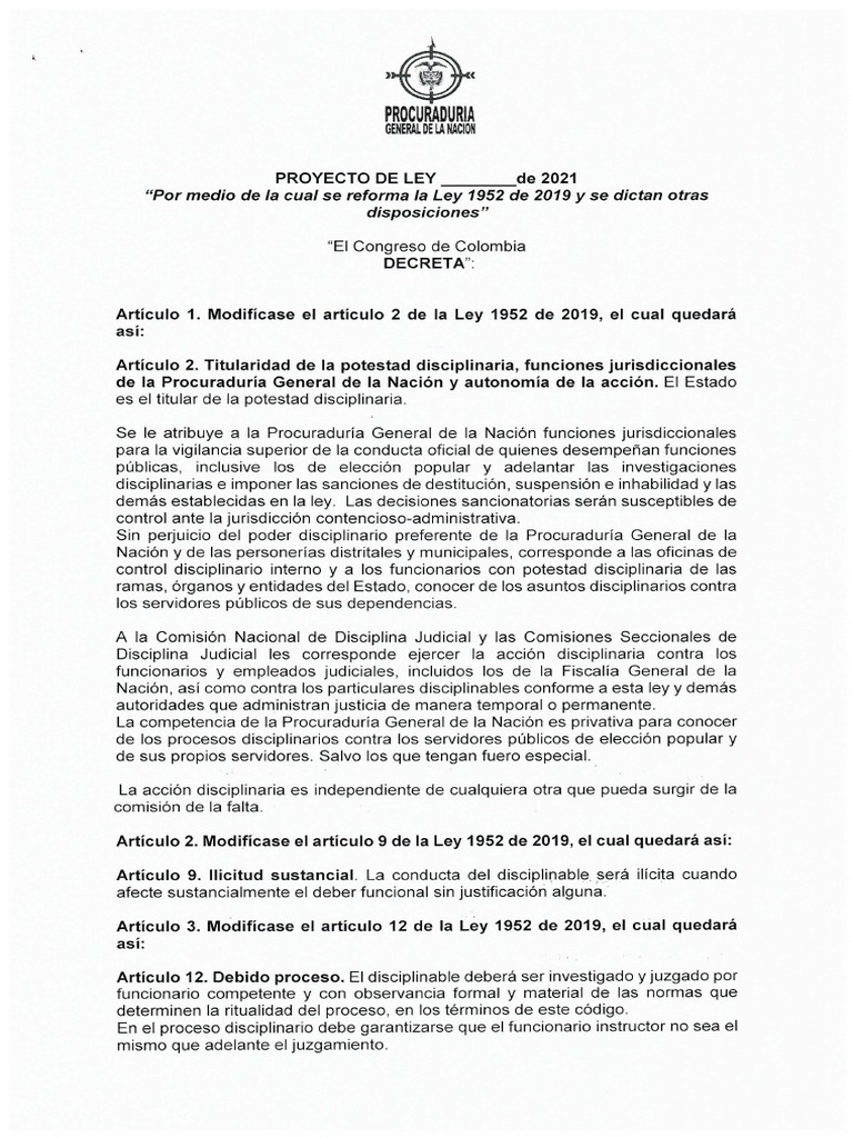 Proyecto de Ley 423 de 2021 S Articulado | PDF