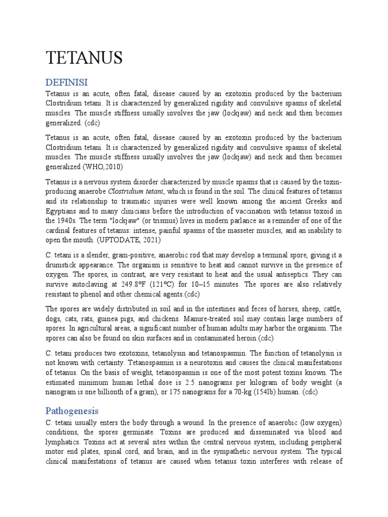 An In-Depth Review of Tetanus: Causes, Clinical Presentation, Diagnosis ...