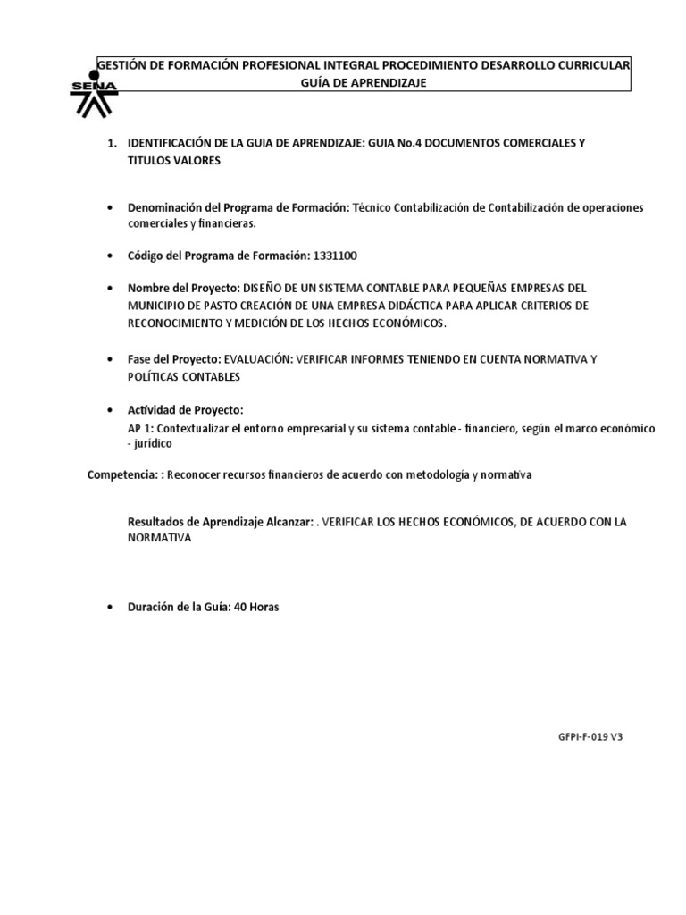 Guía 4 Documentos Comerciales y Titulos Valores | PDF | Empresas ...
