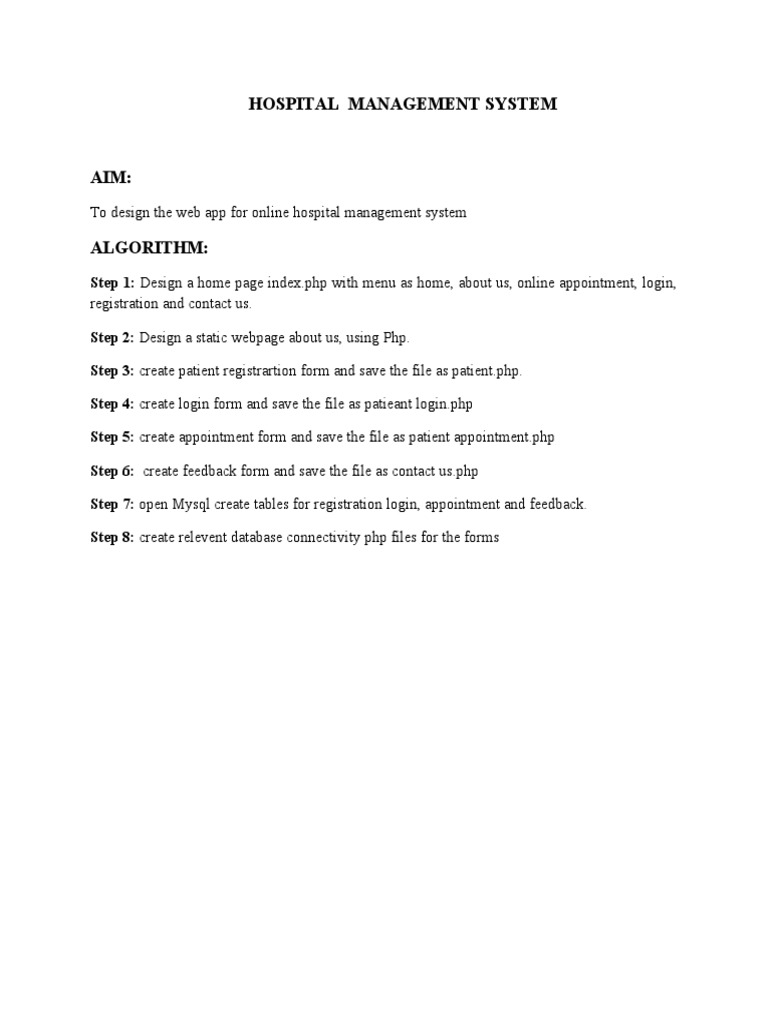 Hospital Management System | PDF | Php | Computer Science