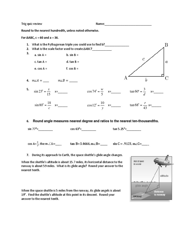 Trig Quiz Review | PDF | Angle | Elementary Mathematics