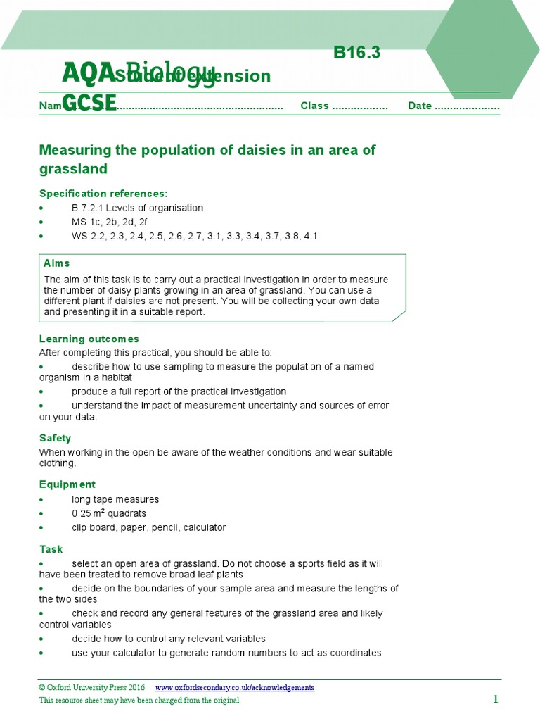 B16.3 Measuring The Population Student | PDF | Science