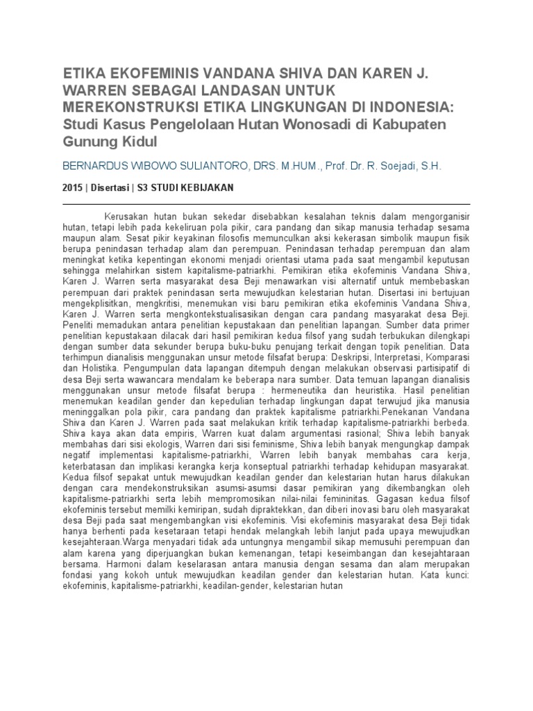 Etika Ekofeminis Vandana Shiva Dan Karen J | PDF