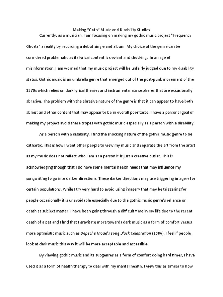Goth Music and Disabilty Studies | PDF | Disability | Genre