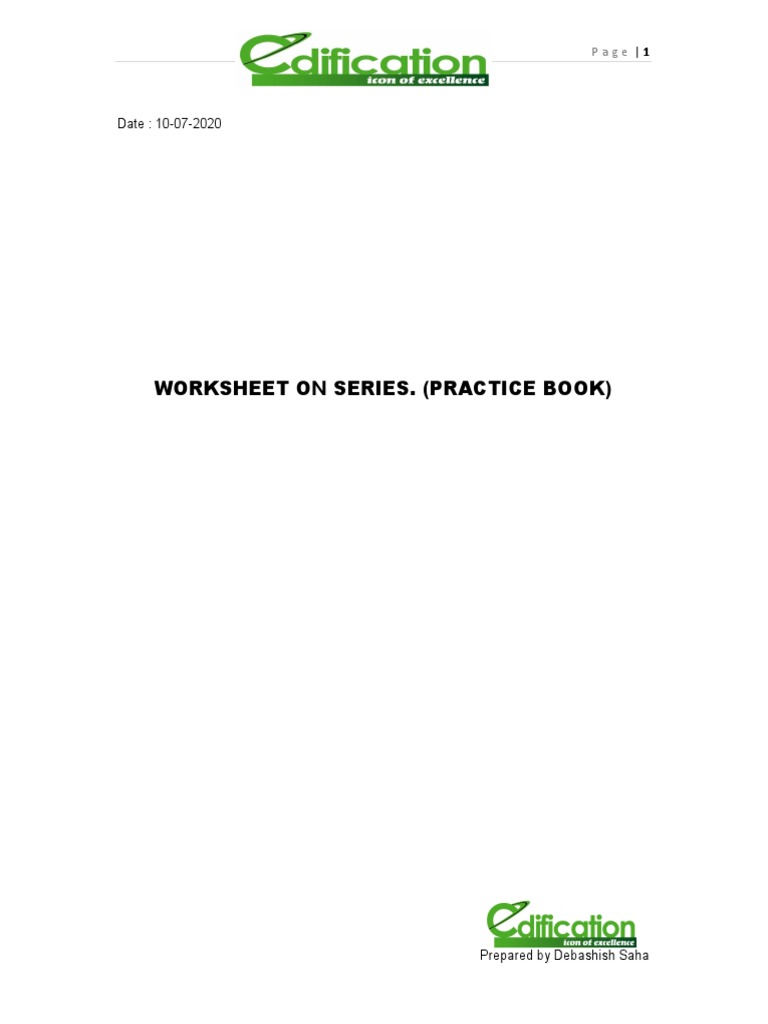 Worksheet On Series (Practice Book) . | PDF