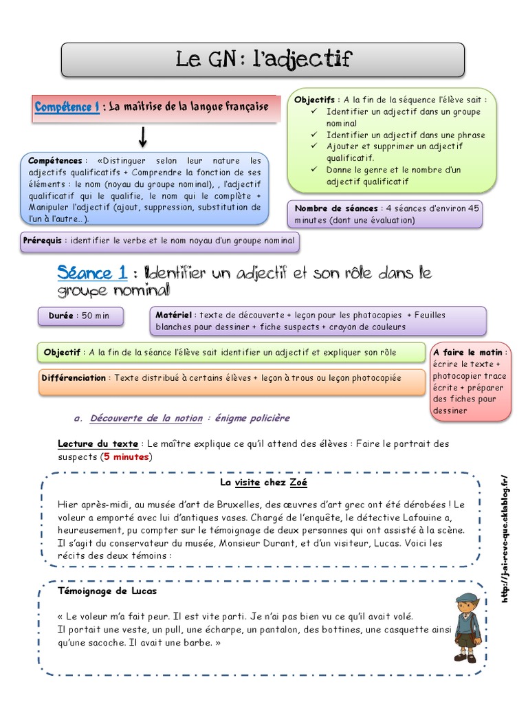 Identifier et manipuler les adjectifs | PDF | Adjectif | Genre grammatical