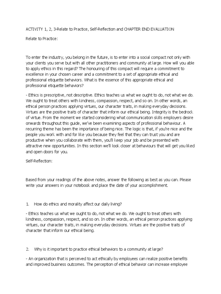 Ethics and Self-Reflection in Practice | PDF | Confidentiality | Virtue