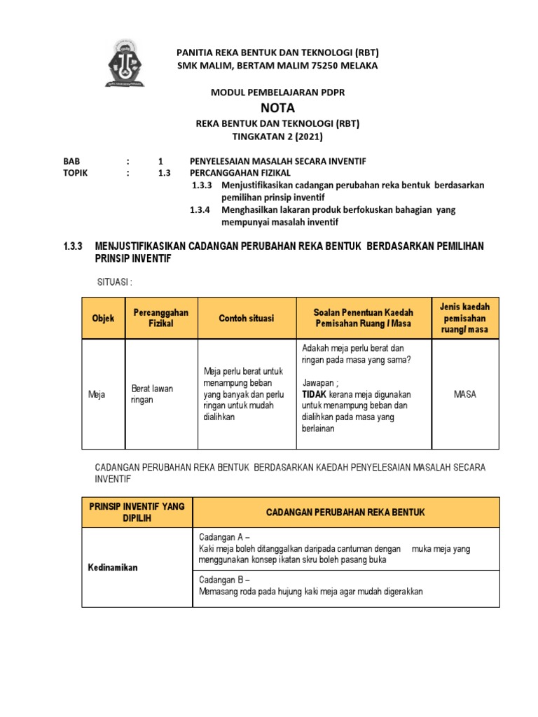 Nota RBT F2 - Bab 1.3.3 Dan 1.3.4 | PDF