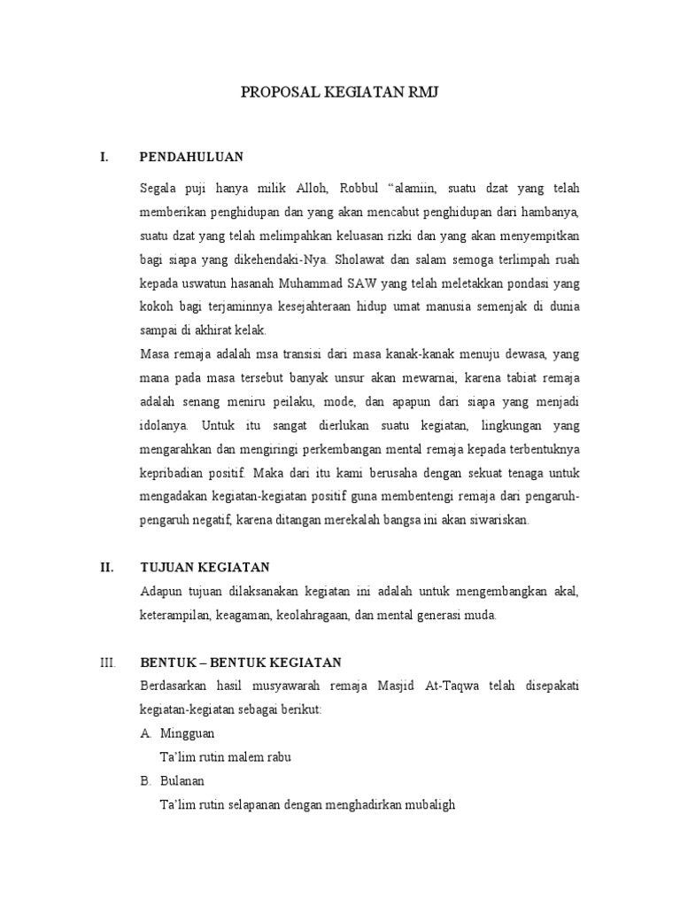Proposal Remaja Masjid | PDF