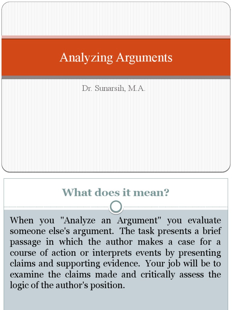 Analyzing Argument | PDF | Argument | Reason