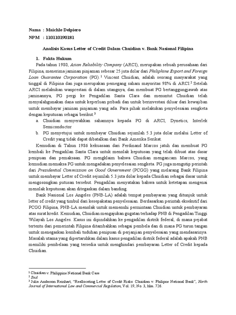 Analisis Kasus Letter of Credit Chuidian | PDF | Pengelolaan Keuangan ...