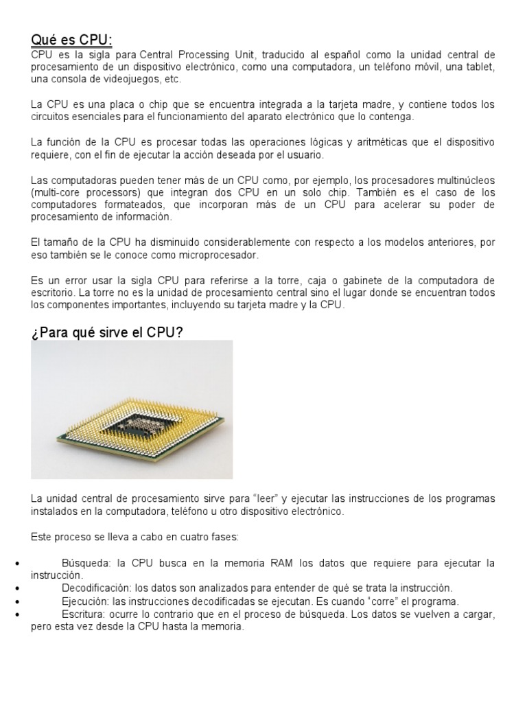 Qué Es CPU | PDF | Unidad Central de procesamiento | Hilo (Computación)