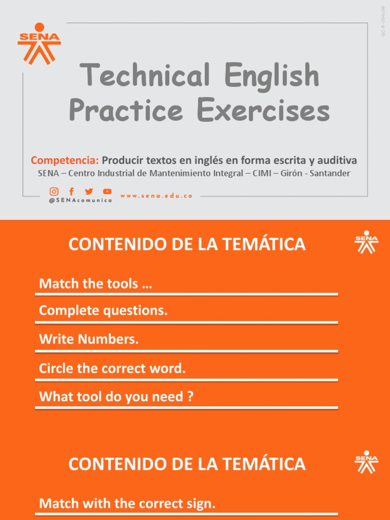 Technical English Practice Exercise | PDF | Science | Ciencia y Tecnología