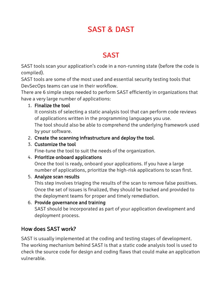 Sast & Dast: How Does SAST Work? | PDF