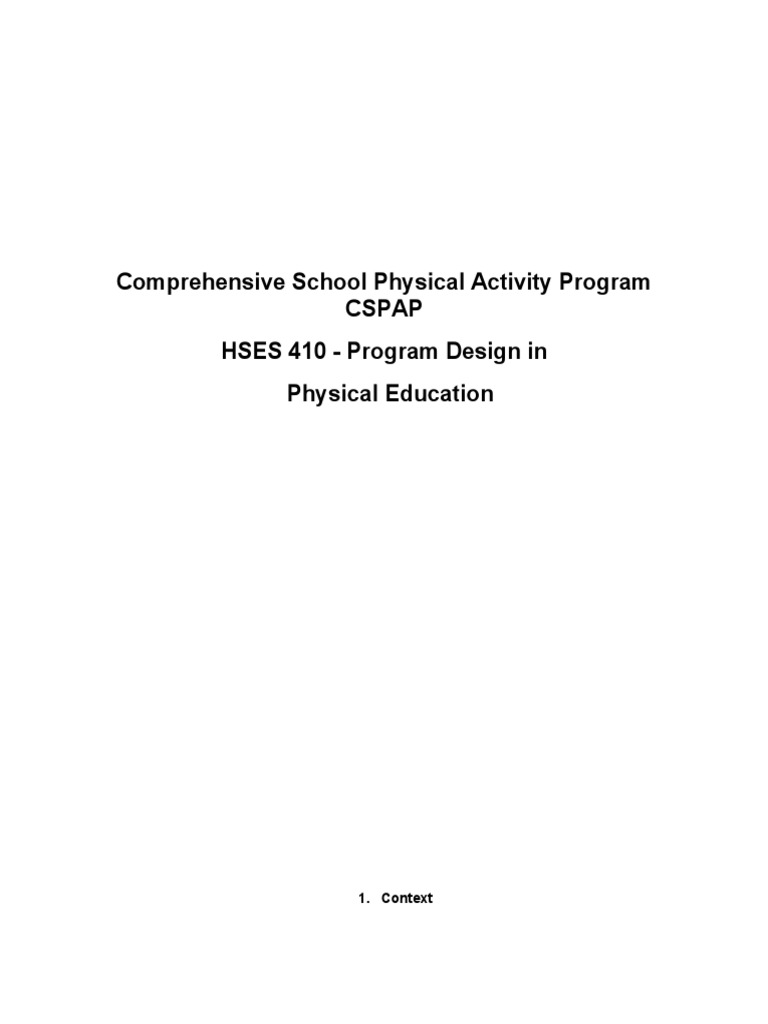 Comprehensive School Physical Activity Program Cspap HSES 410 - Program ...