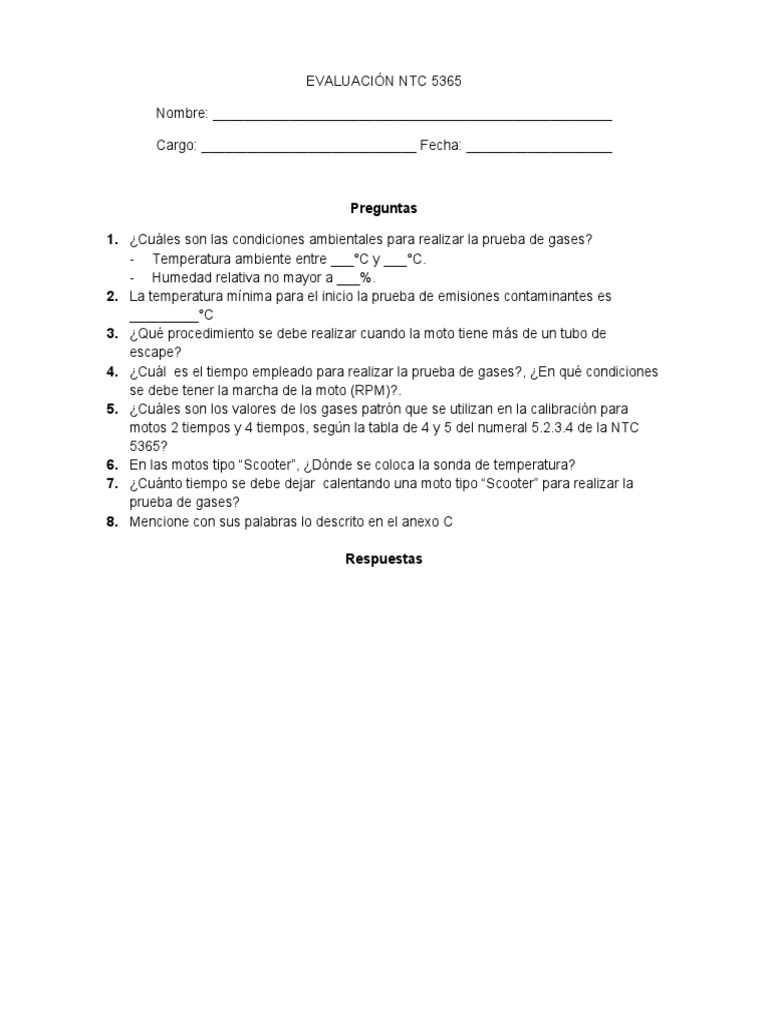 Evaluación NTC 5365 | PDF