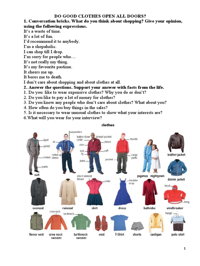 Do Good Clothes Open All Doors? 1. Conversation Bricks. What Do You ...