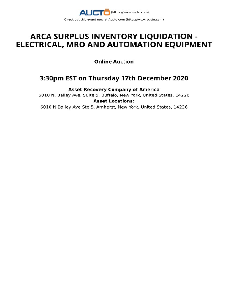 catalog-ARCA SURPLUS INVENTORY LIQUIDATION - ELECTRICAL, MRO AND ...