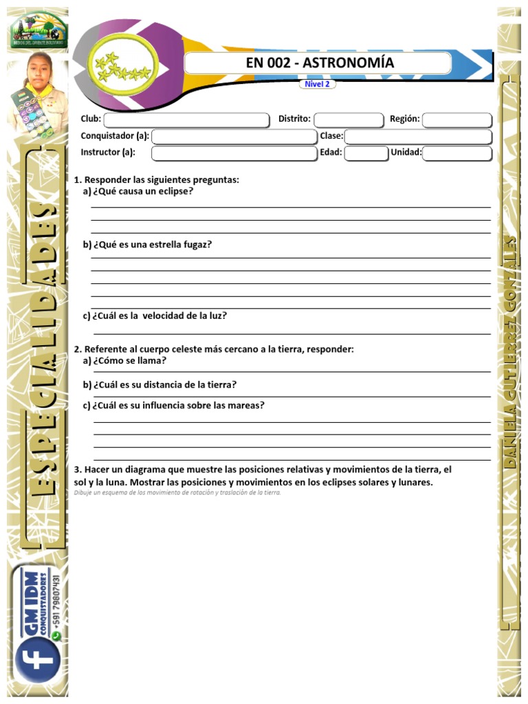 Especialidades de La Clase de Explorador | PDF | Luna | Nube