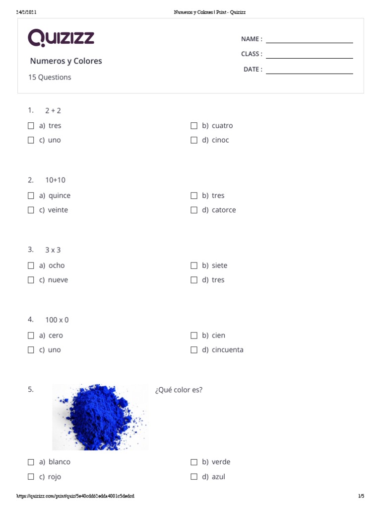 Numeros y Colores - Print - Quizizz | PDF | Color | Arco iris