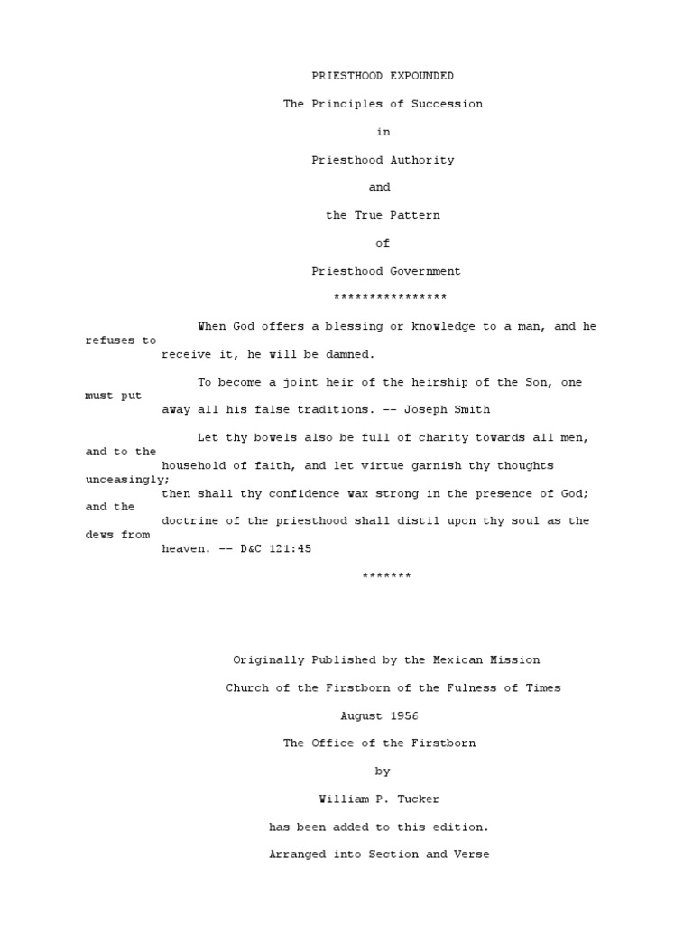 Ervil Le Baron Priesthood Expounded | PDF | Aaron | Priest