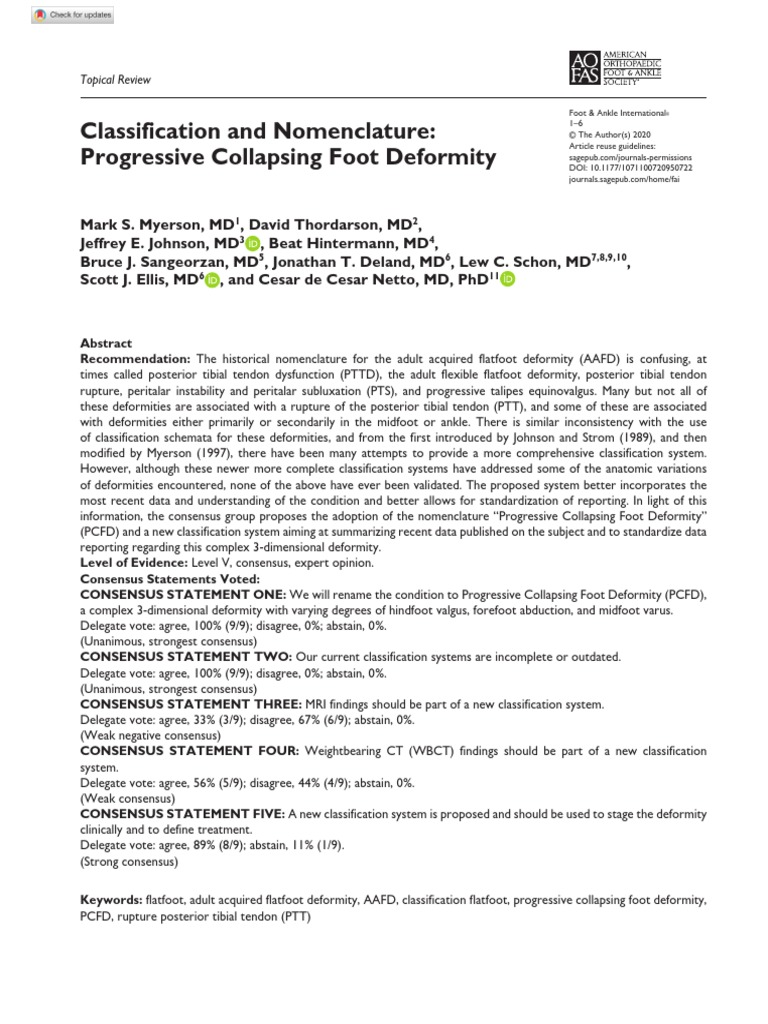 Classification and Nomenclature: Progressive Collapsing Foot Deformity ...