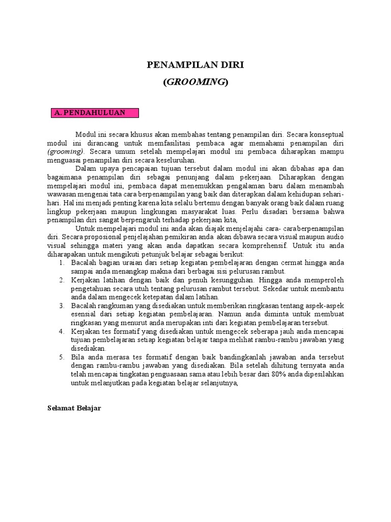 Etika Berpenampilan (Grooming) | PDF | Karier & Perkembangan