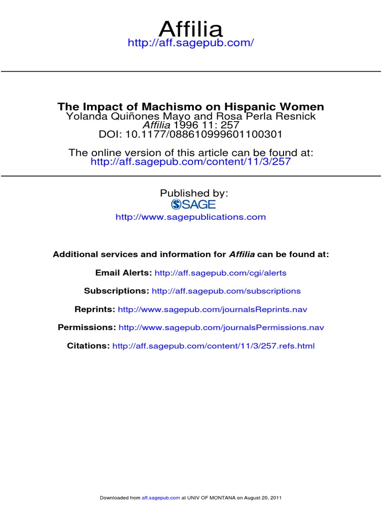 Affilia: The Impact of Machismo On Hispanic Women | PDF | Machismo ...
