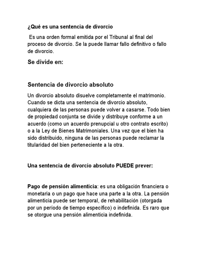 La Sentencia de Divorcio | PDF | Divorcio | Matrimonio