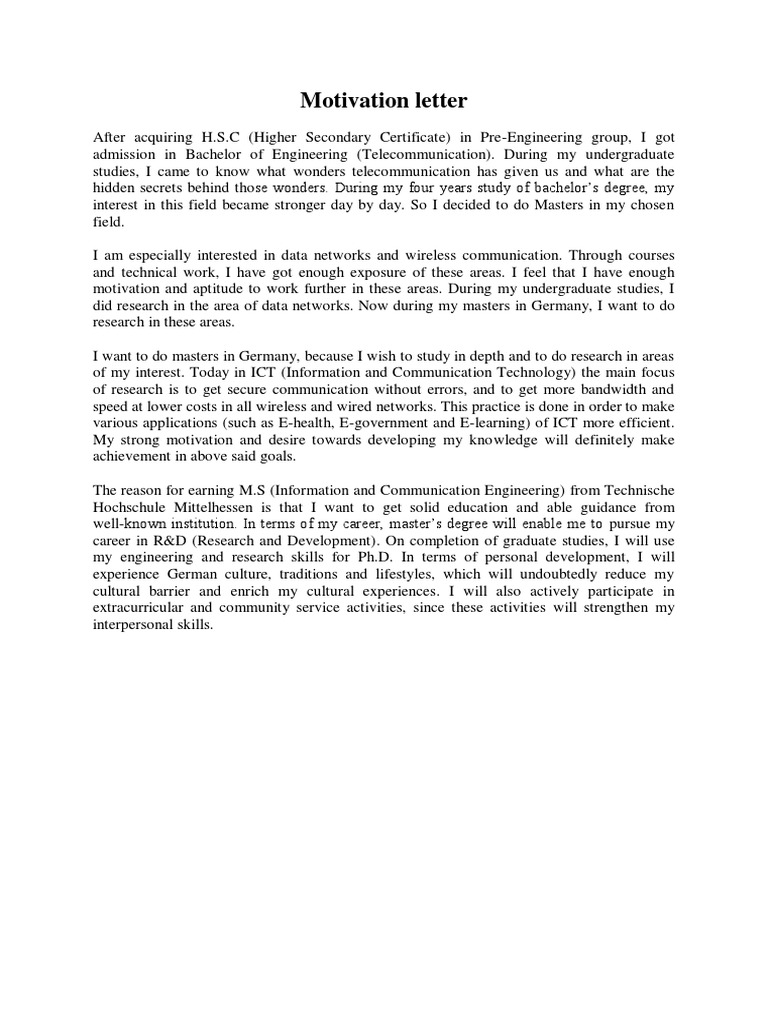 Motivation Letter (THM) | PDF | Career & Growth | Art