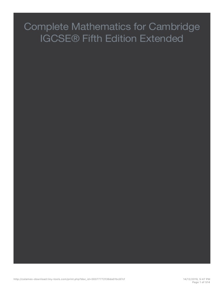 PDF Print Complete Mathematics For Cambridge IGCSE® Fifth Edition ...