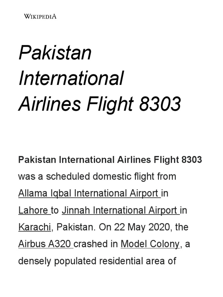 Pakistan International Airlines Flight 8303 - Wikipedia | PDF ...