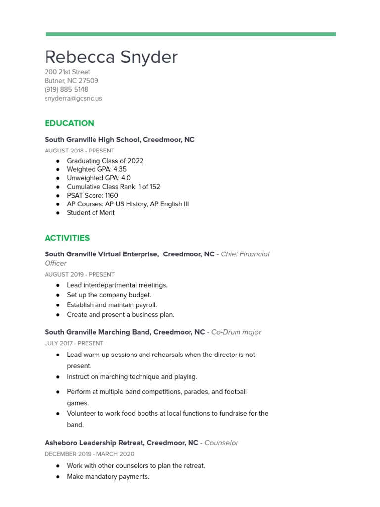 Rebecca Snyder 2020-21 Resume | PDF | Entertainment (General)