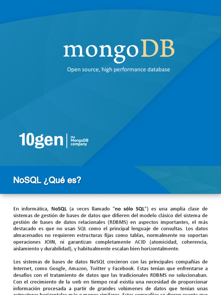 Introducción a MongoDB y NoSQL | PDF | No Sql | Ciencias de la Información