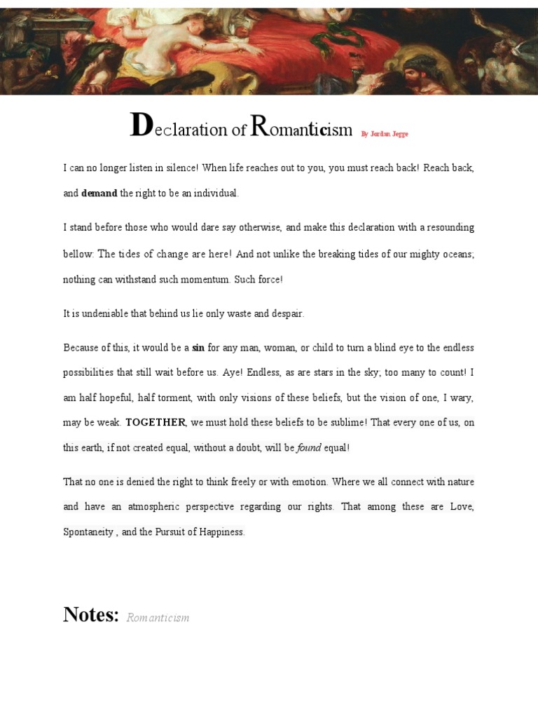 Declaration of Romanticism | PDF | Romanticism | Aesthetics