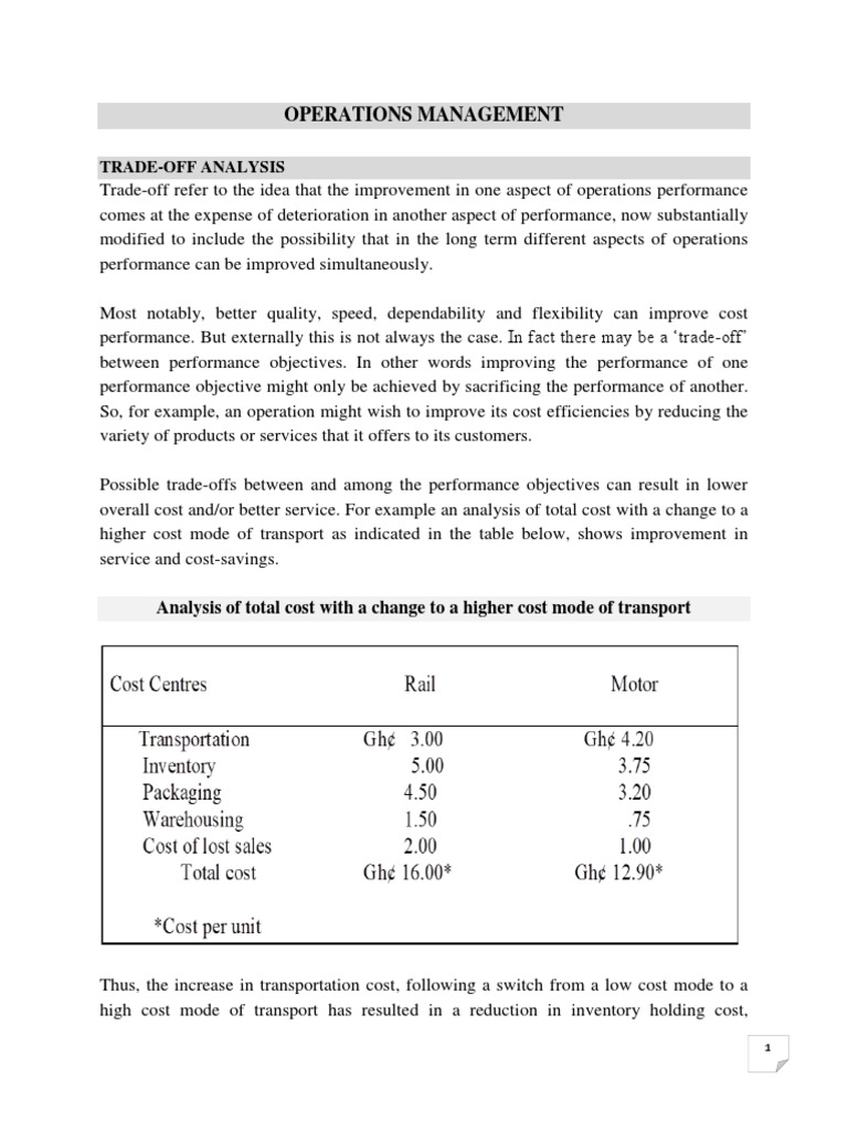 Operations Management: Trade-Off Analysis | Download Free PDF | Trade ...