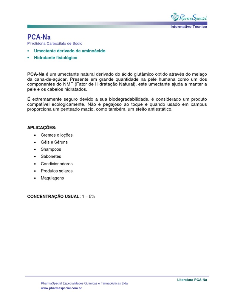 Aplicações do PCA-Na na Cosmética | PDF | Bem-estar