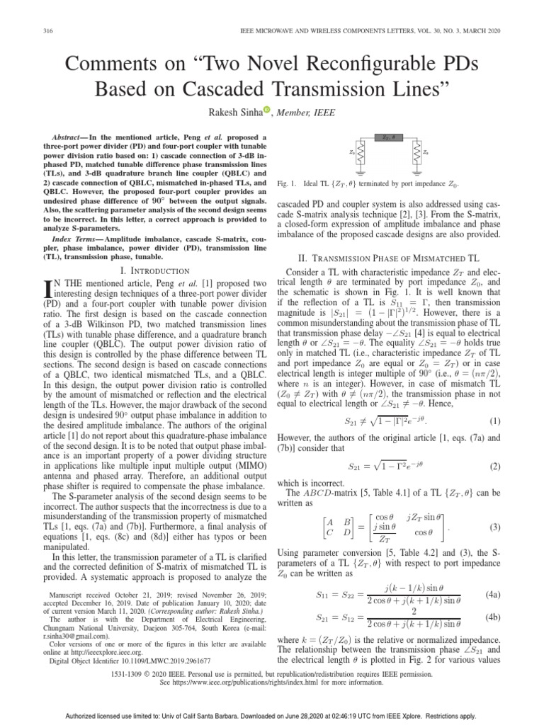Comments On "Two Novel Reconfigurable Pds Based On Cascaded ...