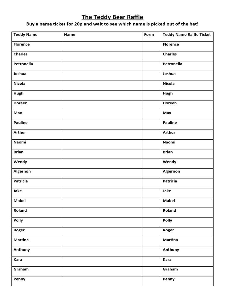 The Teddy Bear Raffle | PDF