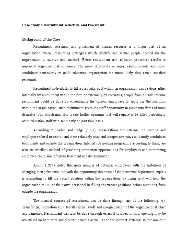 Case Study 1 Recruitment | PDF | Recruitment | Human Resource Management