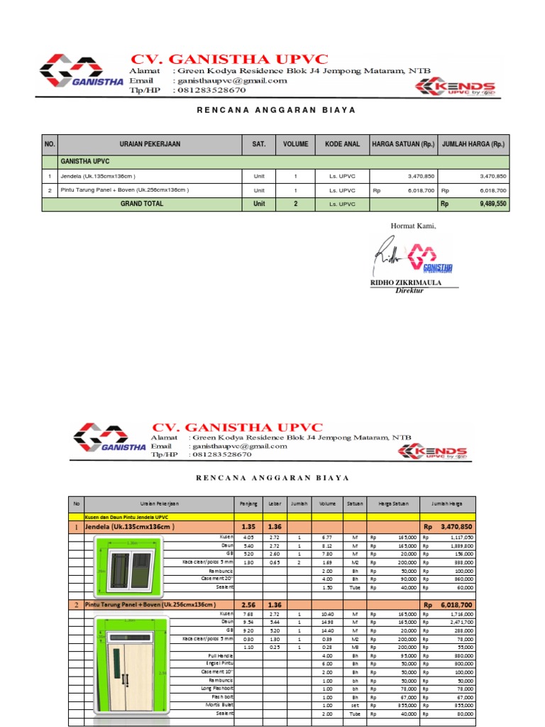 2 Penawaran Ganistha UPVC | PDF