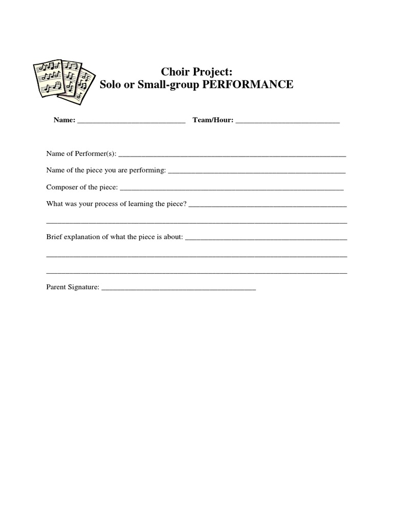 Choir Project Solo or Small Group Performance | PDF | Career & Growth ...