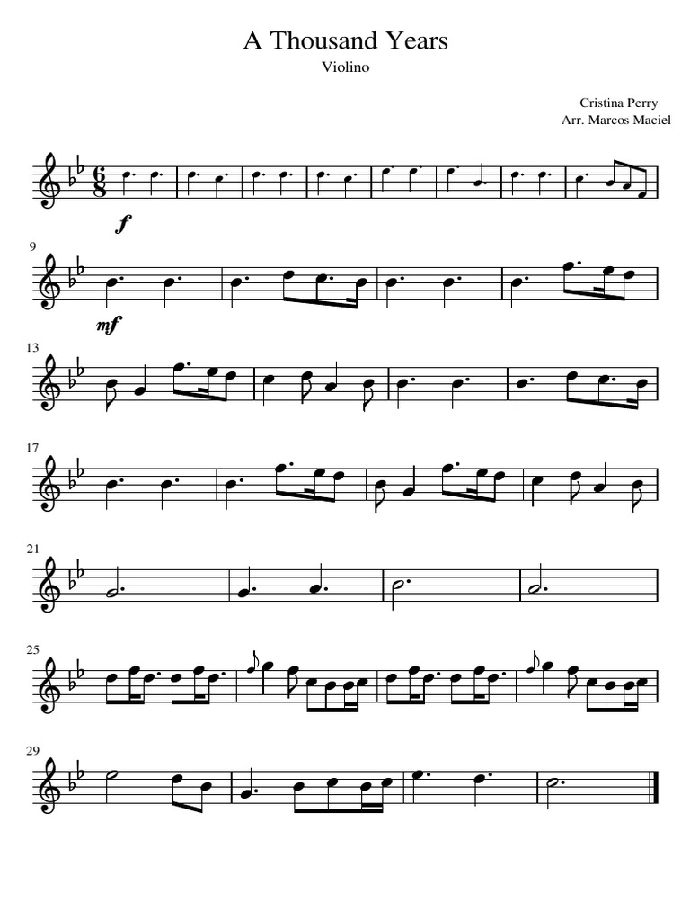 A Thousand Years Violin Sheet Music | PDF