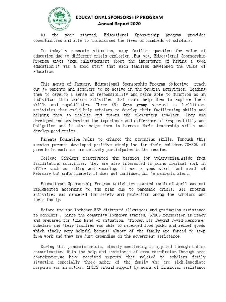 Esp Year End Report | PDF | Wellness | Medical